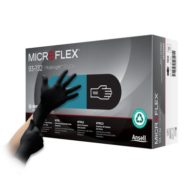 Microflex® Midknight Nitrile Examination Gloves Black (Medium) - Budget ...