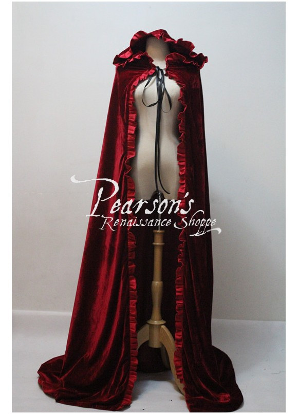 Disney Dark Red Velvet Cape Cosplay Costume