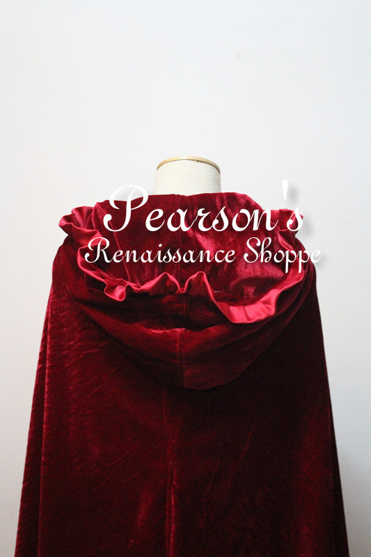 Disney Dark Red Velvet Cape Cosplay Costume