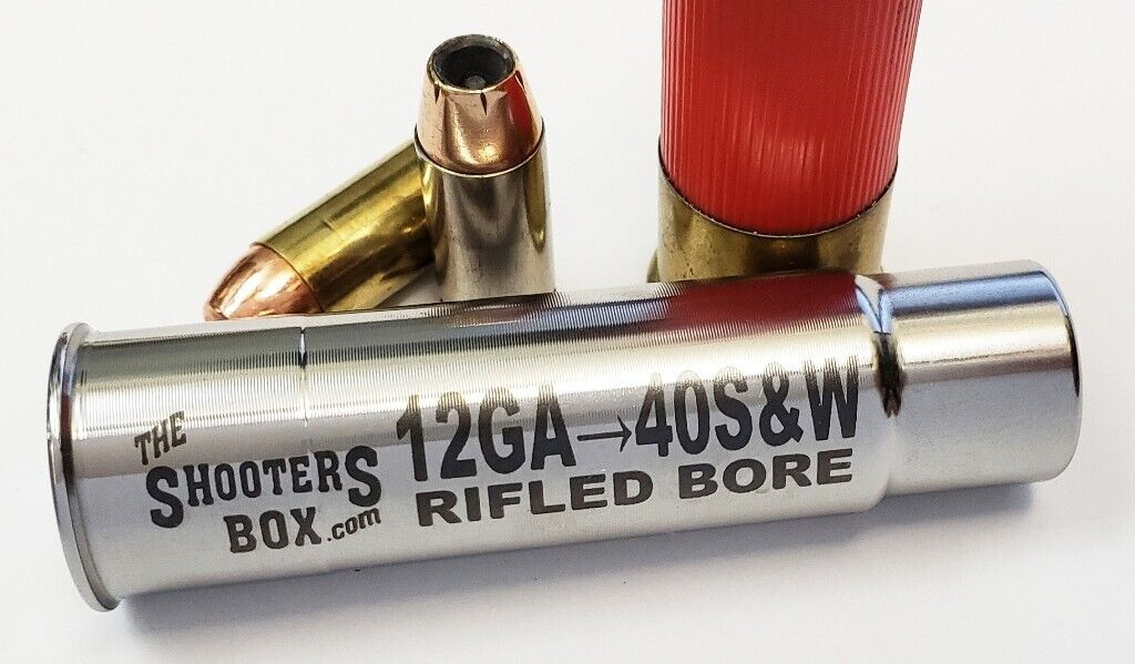 12GA to 40S&W RIFLED Shotgun Adapter - Chamber Reducer - Stainless Steel
