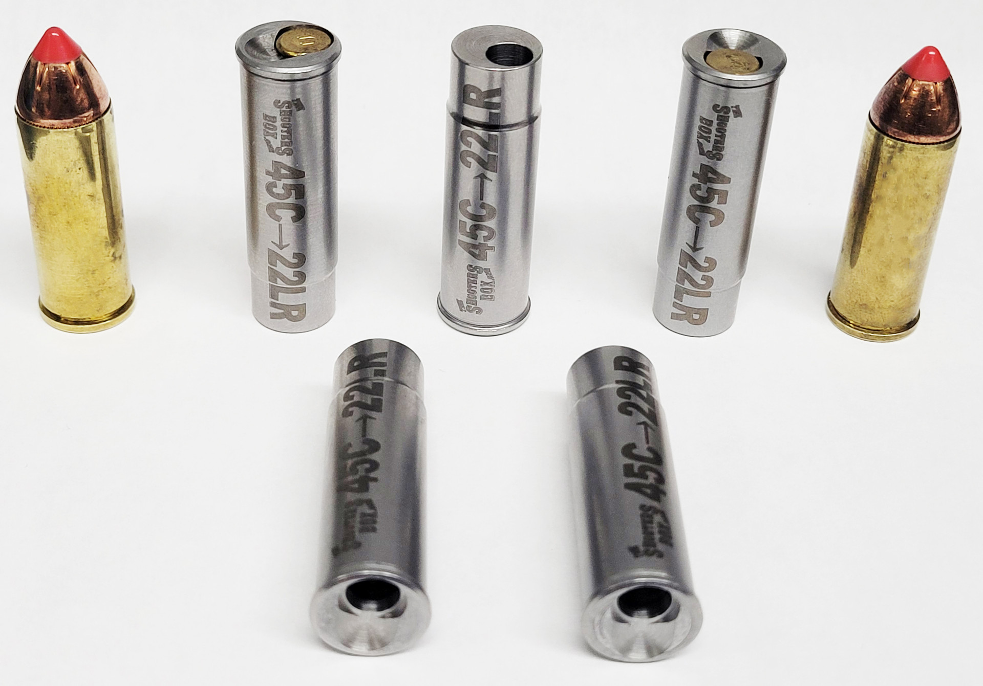 45 COLT to .22 LR Caliber Adapter - Chamber Reducer - Stainless Set of 6