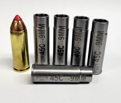 45 COLT to 9MM Caliber Adapter - Chamber Reducer - Stainless Set of 6