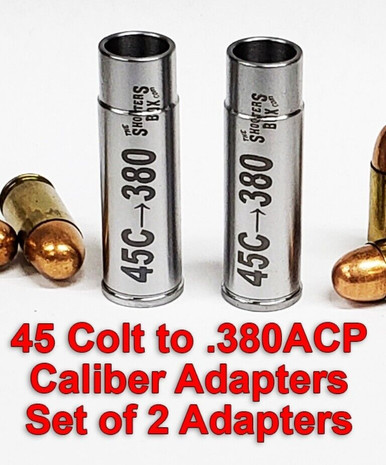 45 COLT to 380 ACP Caliber Adapter - Chamber Reducer - Stainless Set of 2