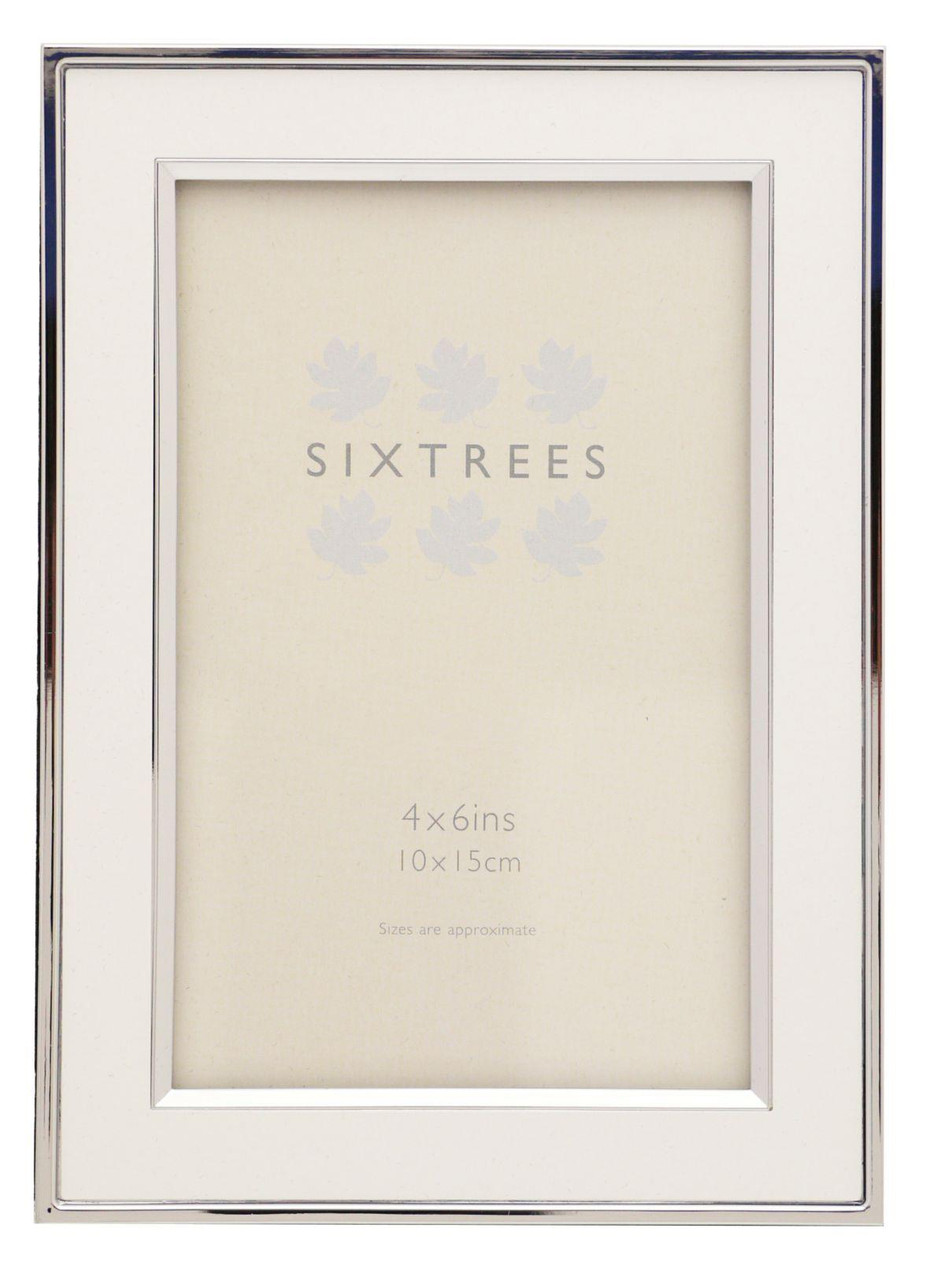 Sixtrees Abbey White 6x4 inch Silver and white photo frame.