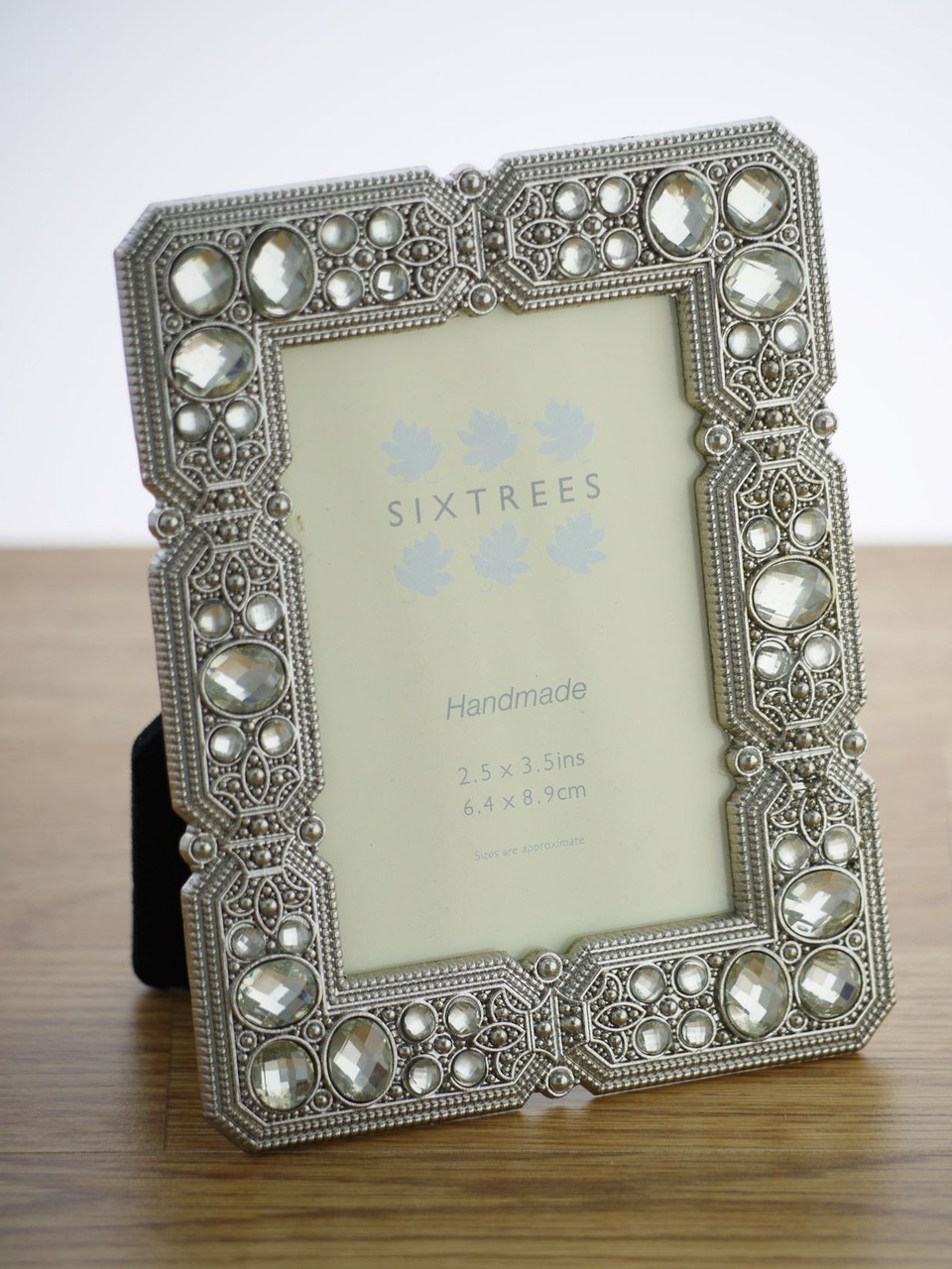 Sixtrees Maud Antique Vintage and Shabby Chic Style silver metal 2.5 x 3.5 inch photo frame with beads and crystals