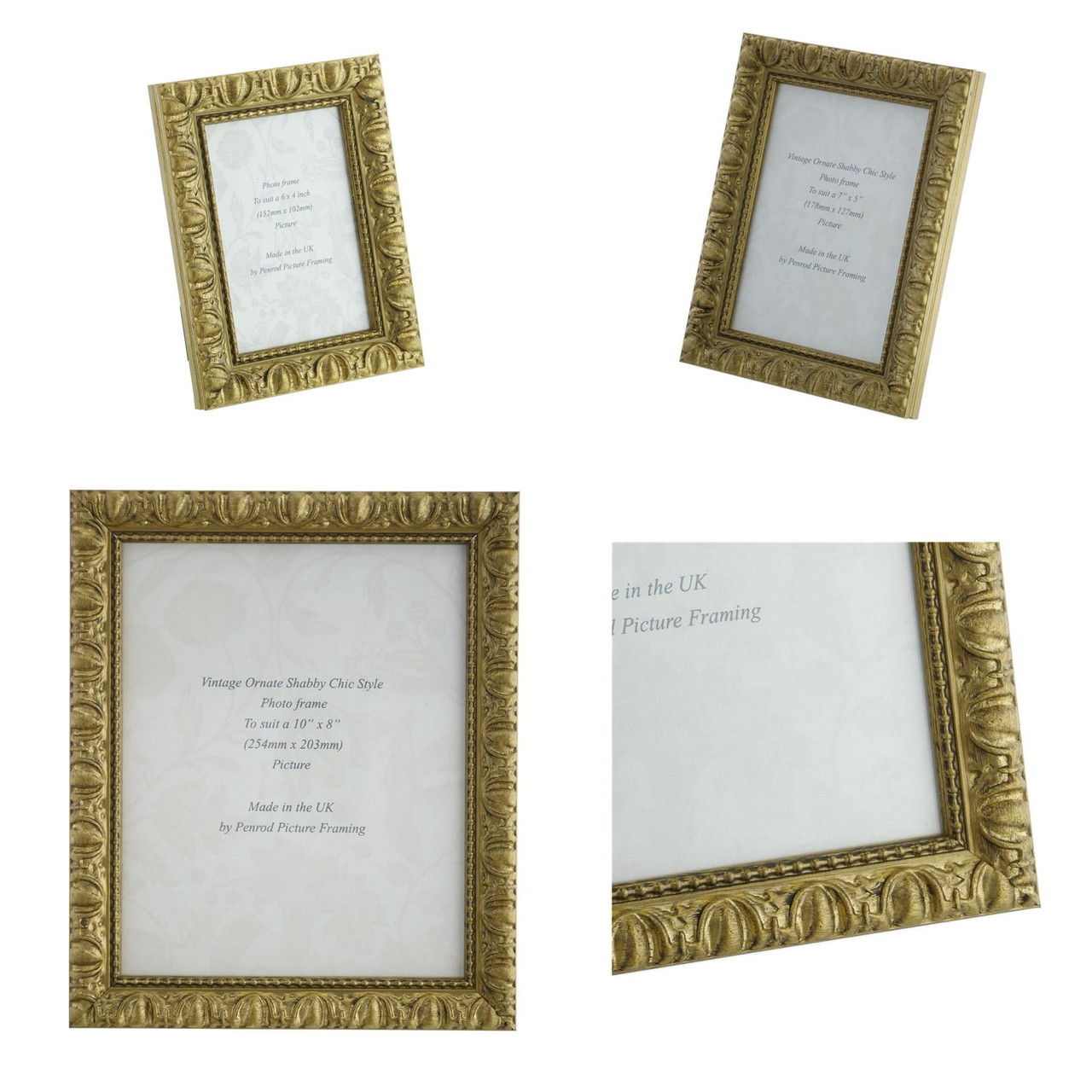 Giselle Hand Made Shabby Chic Vintage Ornate Gold photo frames in eight ...