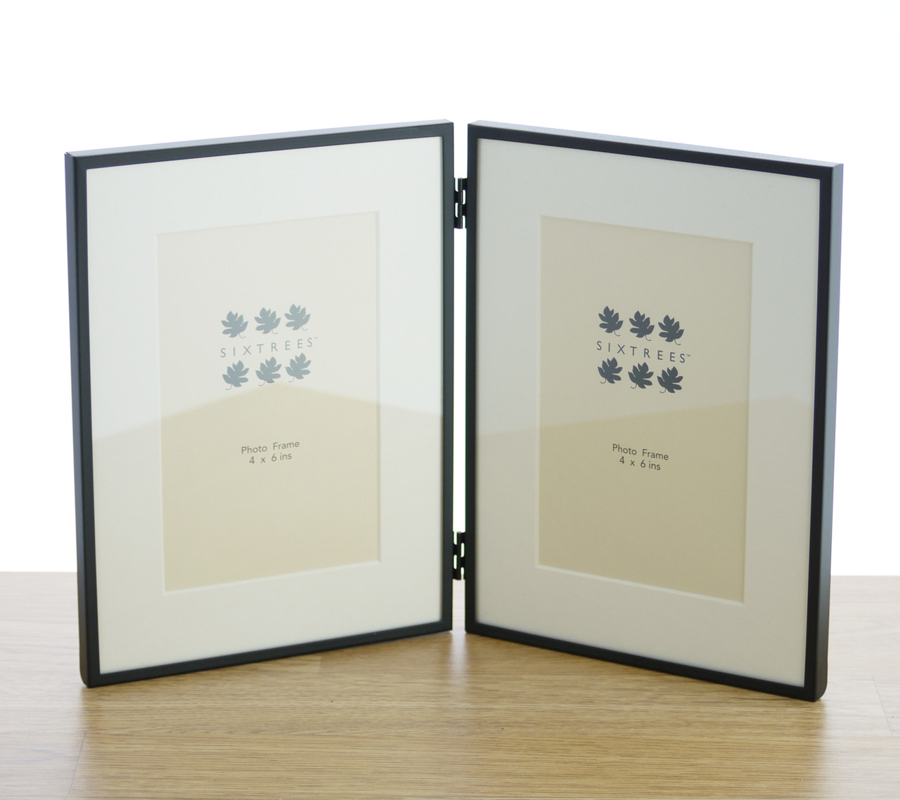 Sixtrees Park Lane Folding twin 4 x 6 inch Black Photo Frame with mount ...