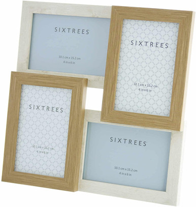 Sixtrees WD207-4C Star White/Oak Multi Aperture Photo Frame for Four ...