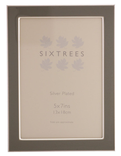 Sixtrees Kew 7x5 inch Silver Plated Grey Enamel Photoframe.