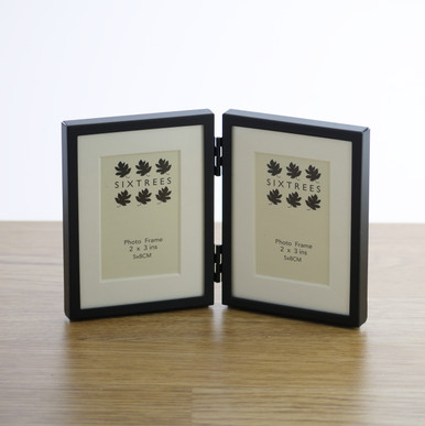 Sixtrees Park Lane Folding twin 2 x 3 inch Black Photo Frame with mount ...