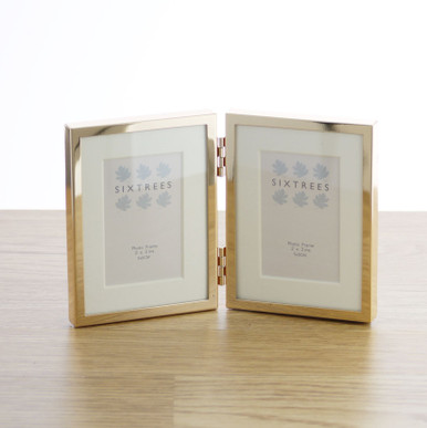 Sixtrees Park Lane Folding twin 2 x 3 inch Gold Photo Frame with mount ...