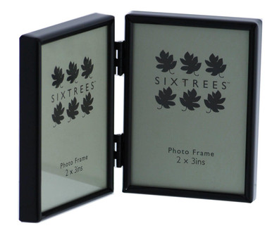 Sixtrees Cambourne 3-400-02 Black Metal Folding Photo Frame for two 3x2 ...