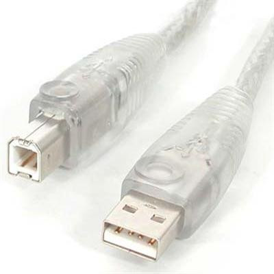 This 10ft clear USB 2.0 AB cable offers one USB A connector and one USB ...
