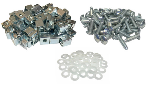 10-32 Zinc Slide-on Cage Nuts and Screws | Pack of 50