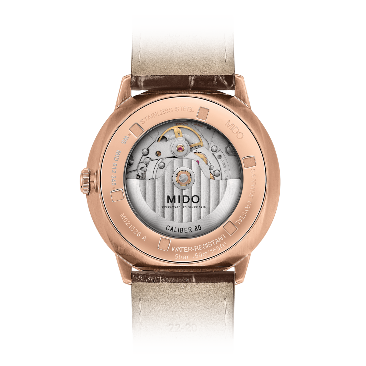 Mido Commander Big Date 42 mm Blue Dial rose Gold-PVD Case on Leather ...