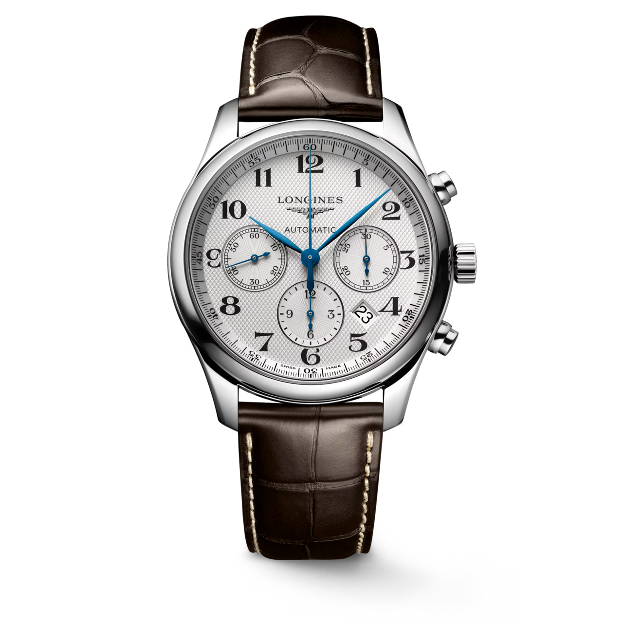 Longines Master Collection Silver Barleycorn Dial Brown Alligator ...
