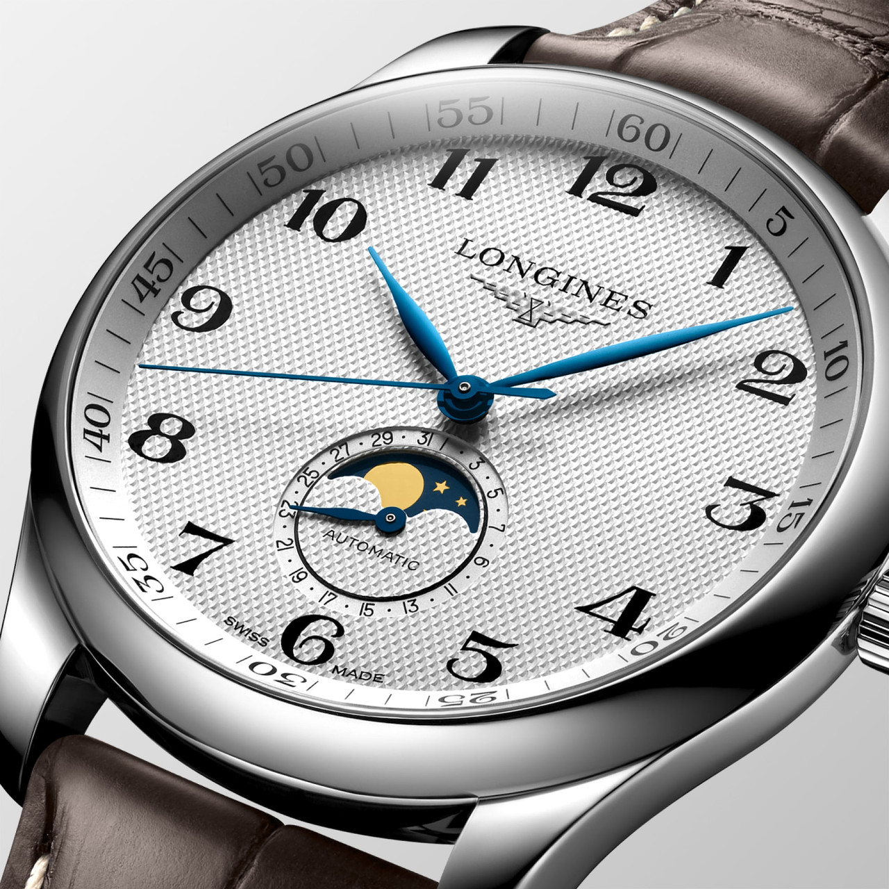 Longines Master Collection Moonphase Automatic Silver Barleycorn Dial ...