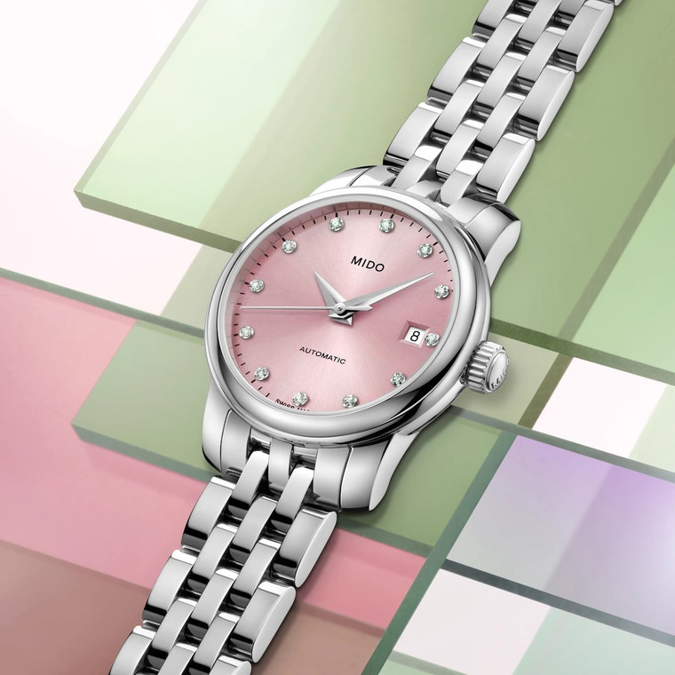 Mido Baroncelli Lady Twenty Five 25 mm Pink Dial – Diamond Dial [M039 ...