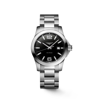Longines Conquest Quartz Black Lacquered Dial 41 mm | Mani Jewellers