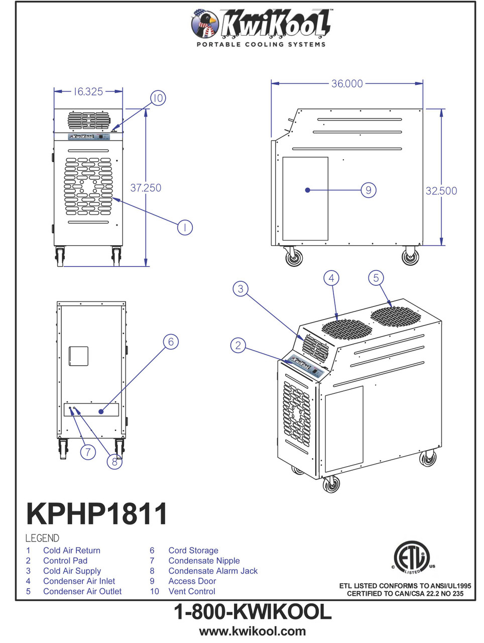 KwiKool KPHP1811-2 Portable Heat Pump AC | Portable Heat Pump Air ...