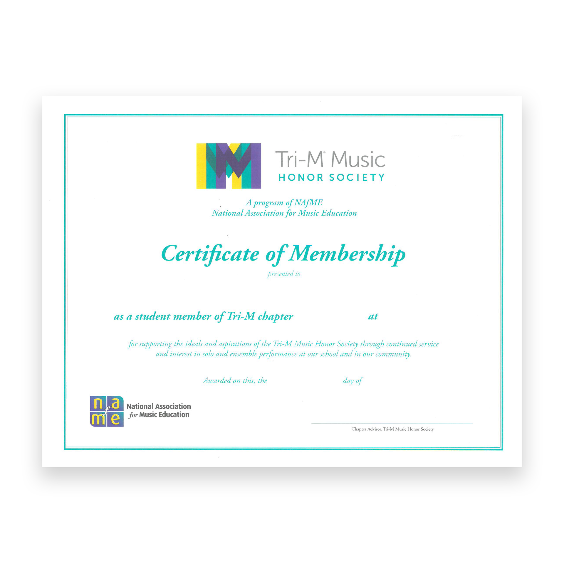 Tri-M® - Certificates And Member Cards - NAfME