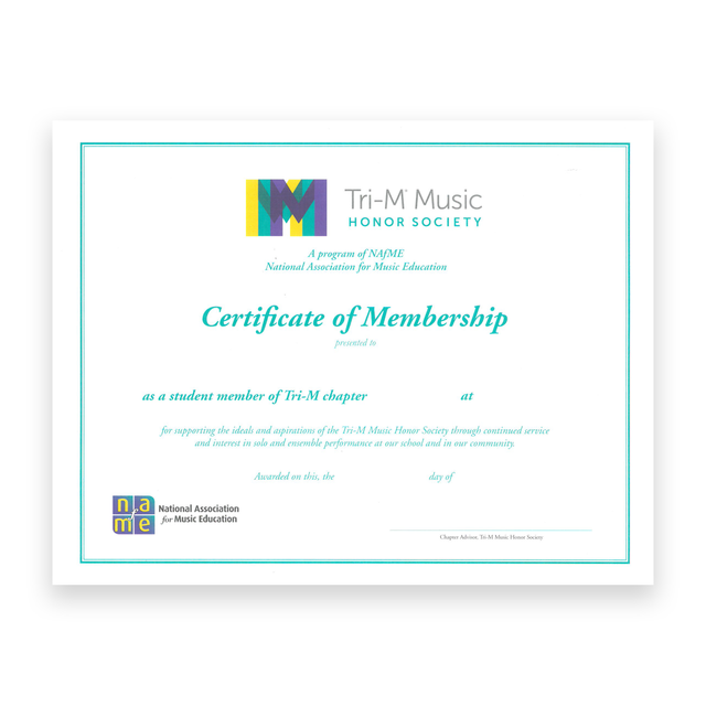 Tri-M Membership Certificate - NAfME
