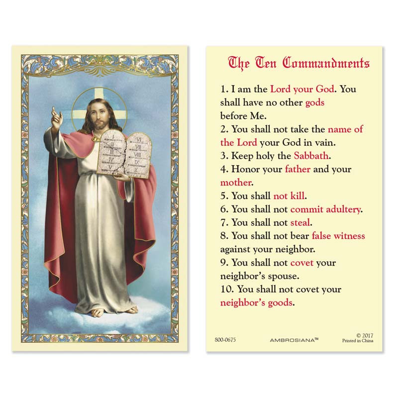 The Ten Commandments Laminated Holy Card - 25/pk - [Wholesale]Christian ...