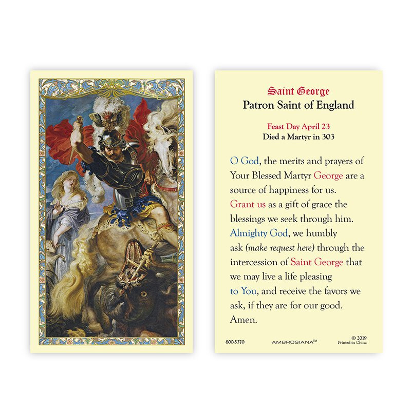 Saint George Laminated Holy Card - 25/pk - [Wholesale]Christian Brands ...