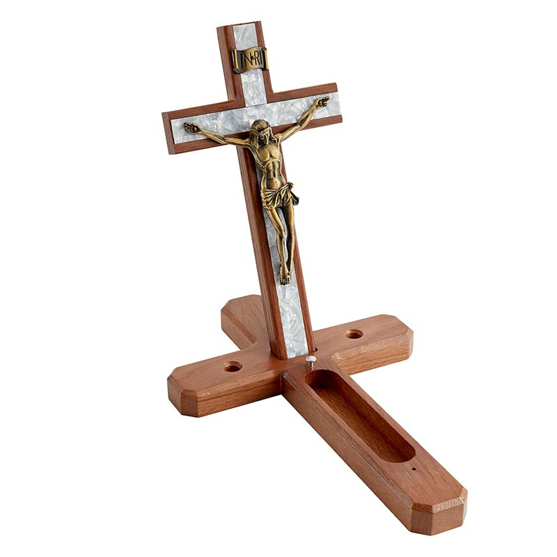 13" H Walnut Sick Call Crucifix Set (L1357) - [Wholesale]Christian ...
