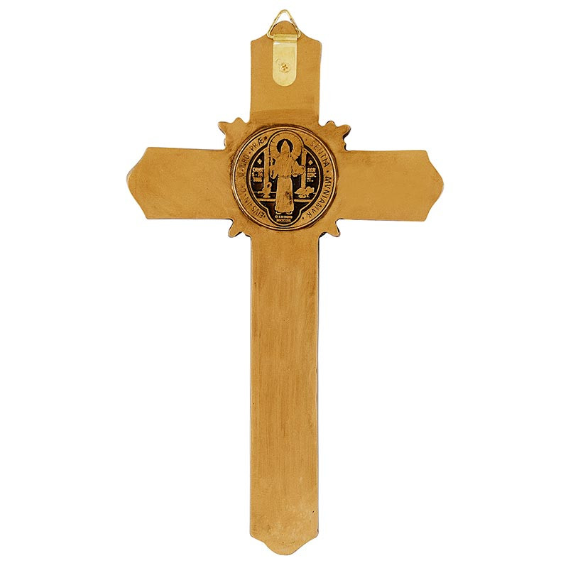 9" H Saint Benedict Antique Gold Fleur-De-Lis Wall Crucifix ...