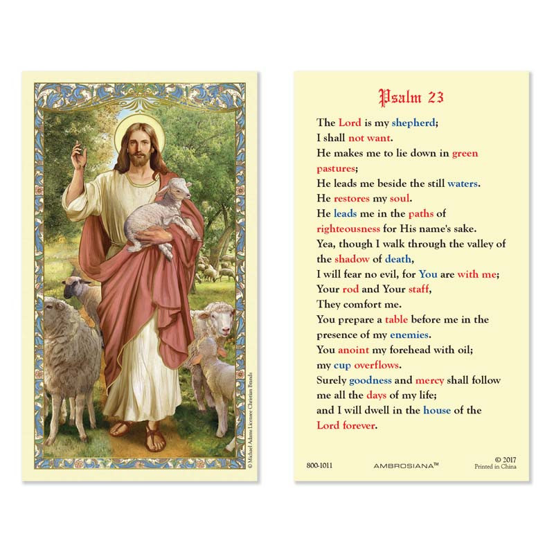 Christ the Good Shepherd Laminated Holy Card (Psalm 23) - 25/pk ...