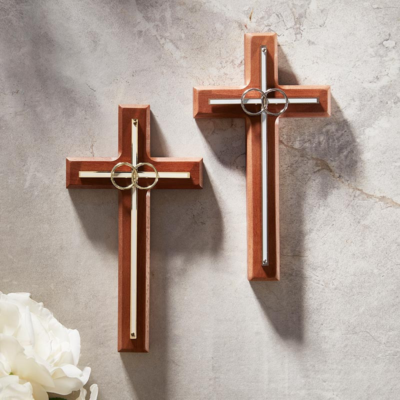 Overlay Wedding Cross With Silver Rings - [Wholesale]Christian Brands ...