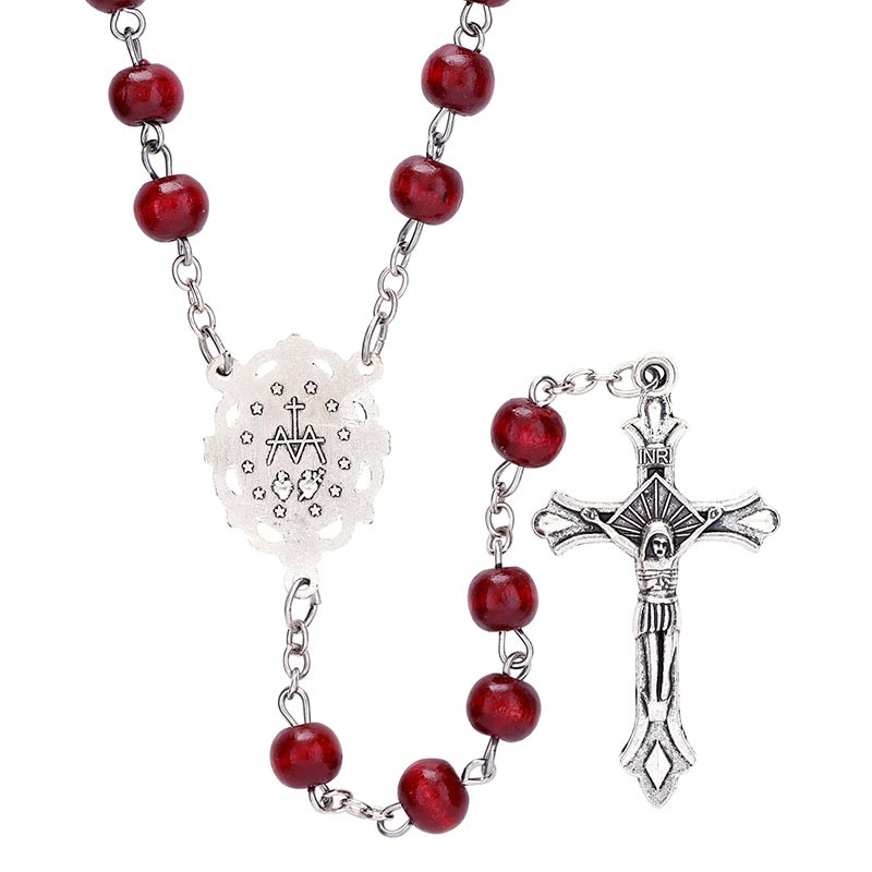 Maroon Round Bead Rosary - [Wholesale]Christian Brands Catholic