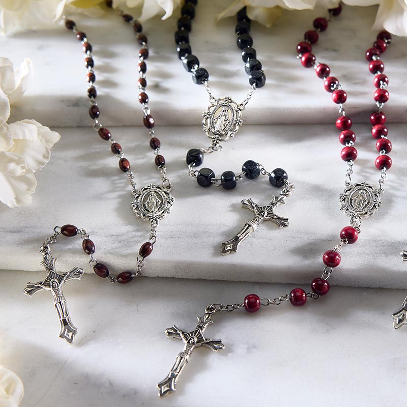 Maroon Round Bead Rosary - [Wholesale]Christian Brands Catholic