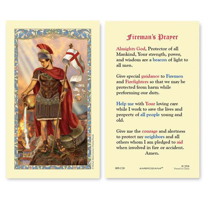 Saint Florian Fireman's Prayer Laminated Holy Card - 25/pk - [Wholesale ...