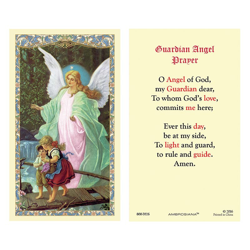 Guardian Angel Crossing Bridge Laminated Holy Card - 25/pk - [Wholesale ...