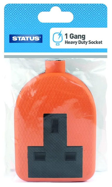 STATUS Rubber Socket Block | Orange 1 Gang 2 Way Double Socket | 13A ...