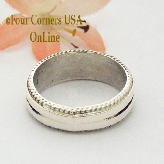 Size 13 Turquoise Inlay Rope Band Ring Navajo Wilbert Muskett Jr WB ...