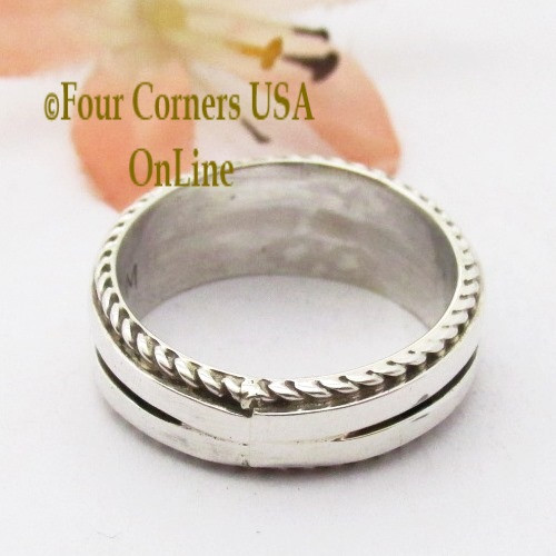 Size 6 1/2 Turquoise Inlay Rope Band Ring Navajo Wilbert Muskett Jr WB ...