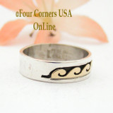 Size 6 1/2 Ring 14K Gold and Silver Wave Water Symbol Wedding Band ...