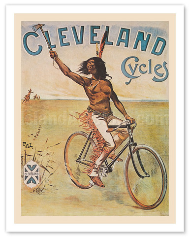 Cleveland Cycles - Native American Indian Rider - c. 1898 - Fine Art ...