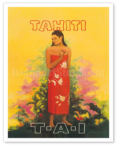 Tahiti, French Polynesia - Tahitian Beauty - TAI Airlines - c. 1955 ...