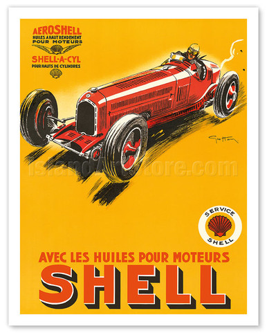 Shell Motor Oils - Aeroshell - Shell-A-Cyl - Racing Cars - c. 1934 ...