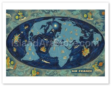 Aviation World Map Planisphere - Fine Art Prints & Posters