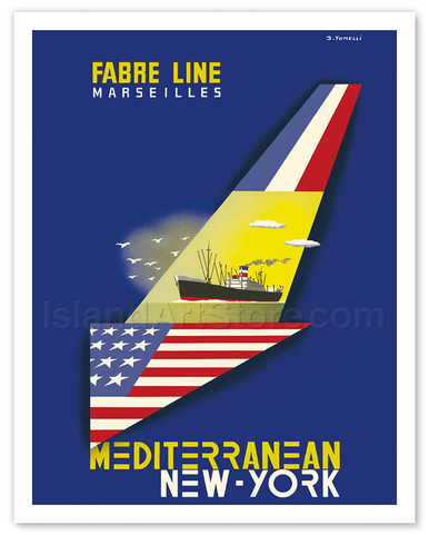 Mediterranean New York - Fabre Line Marseilles Boat - Fine Art Prints ...