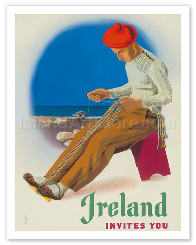 Ireland Invites You - Irishman Weaving Crios Cord Belt - Fine Art ...