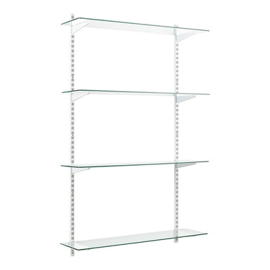 White/Glass Adjustable Shelving: Uprights, 4 x Shelves, 8 x Brackets