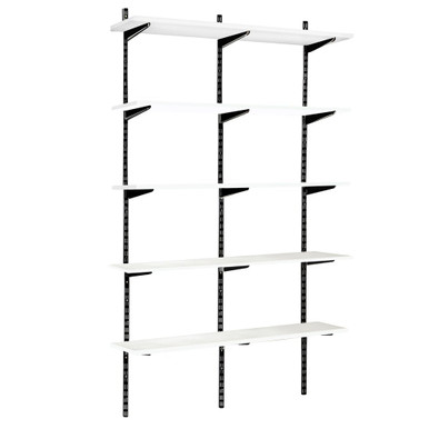Black & White Twin Slot Shelving Kit with 5 shelves