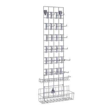 Silver Grid Mesh Storage Kit Including Hooks, Baskets and Shelves