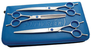 Show Gear Set of 3 Shears - 7" Straight, 7" Curved and 7" 54 Tooth Thinner